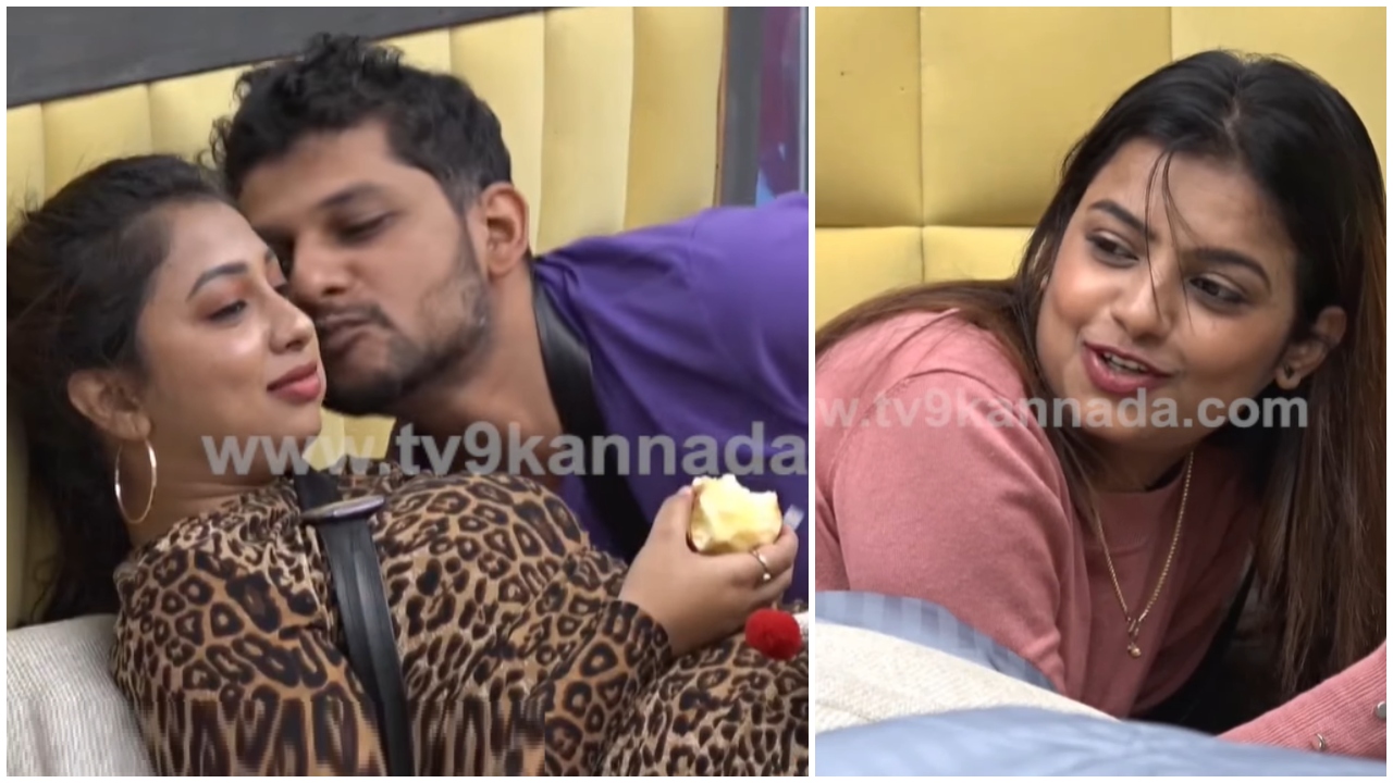 Rakesh Adiga kisses Jayashree Aradhya in Bigg Boss Kannada OTT in front ...